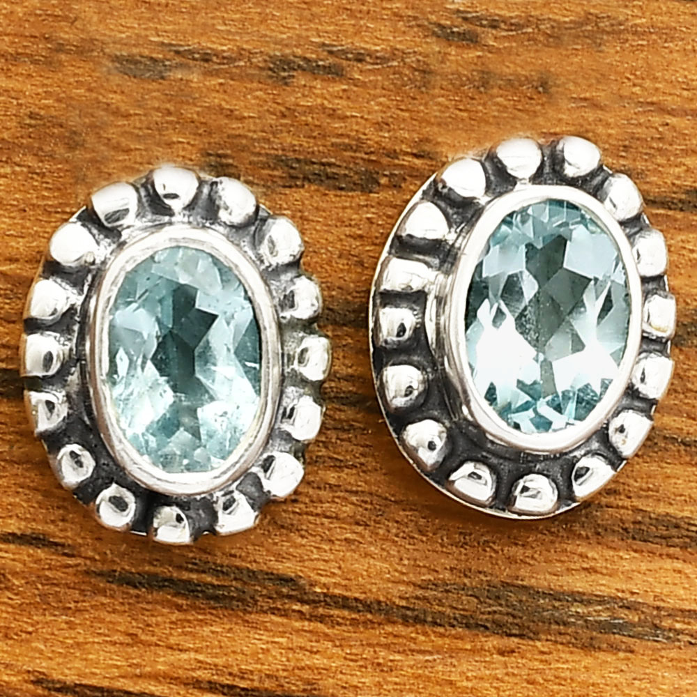 925 Sterling Silver Oval Gemstone Stud Earrings • Handmade Vintage Boho Jewelry | eBay