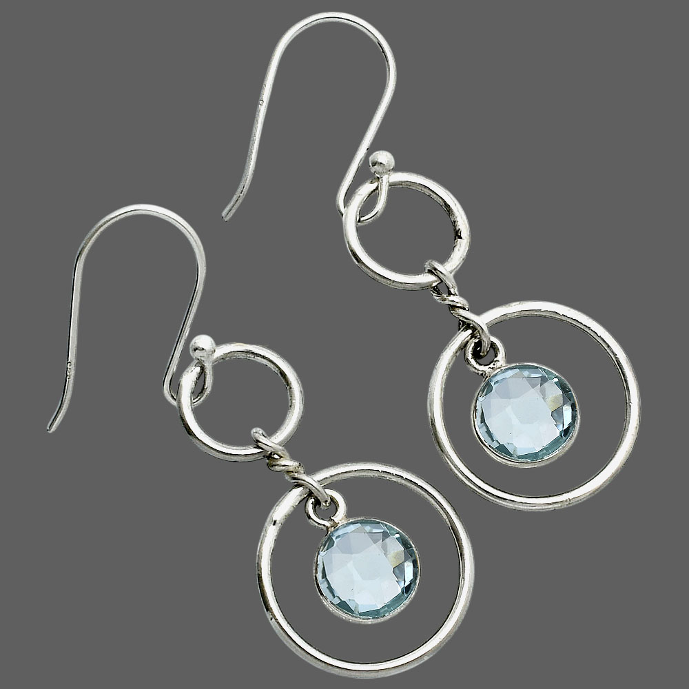 Handmade Round Gemstone 925 Silver Danglers, Trendy Birthstone Earrings ...