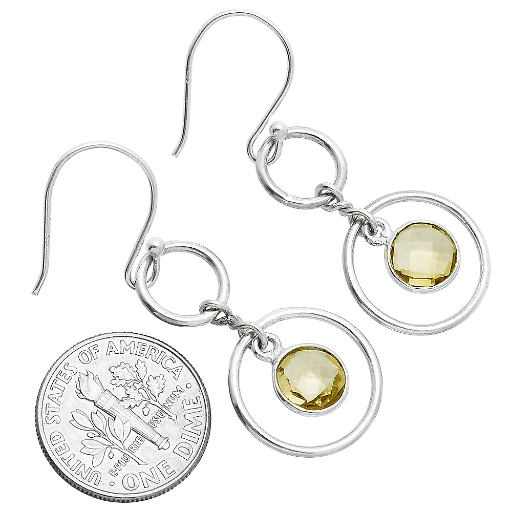 Handmade Round Gemstone 925 Silver Danglers, Trendy Birthstone Earrings ...