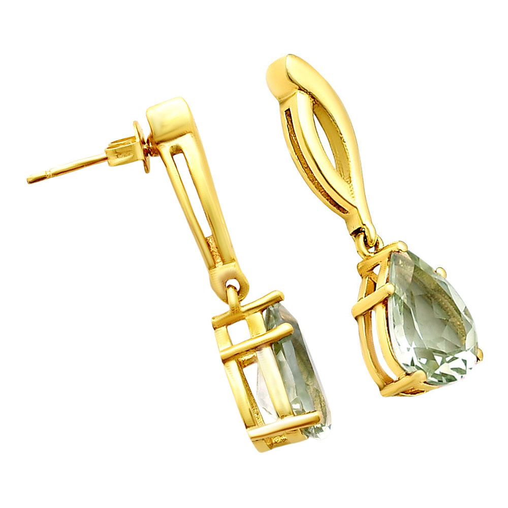 Minimal Pear Drop Gemstone Earrings 18K Gold Over Brass – Handmade ...